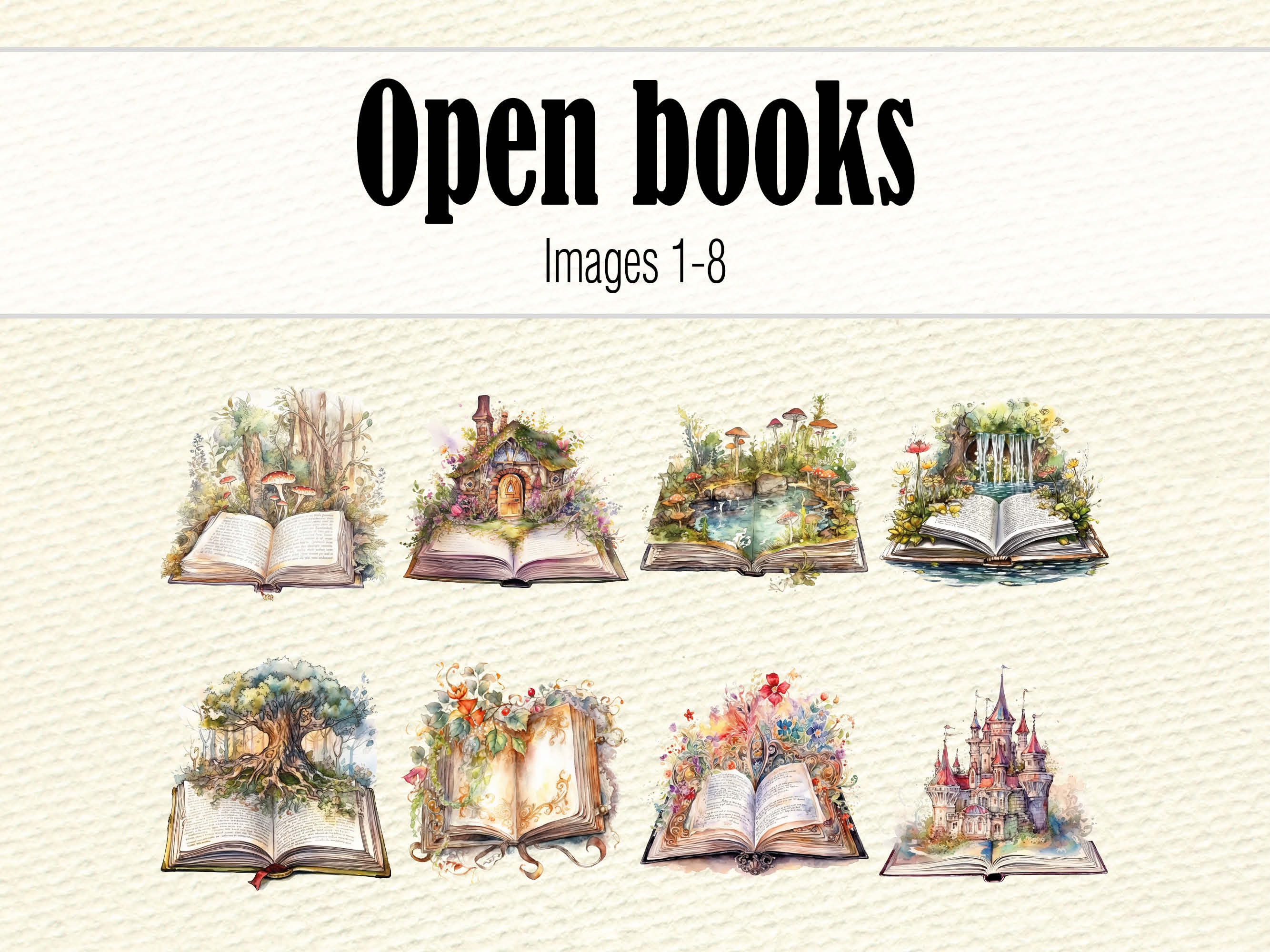 Open Book Clipart Fantasy Books Clipart Reading Clipart - Etsy