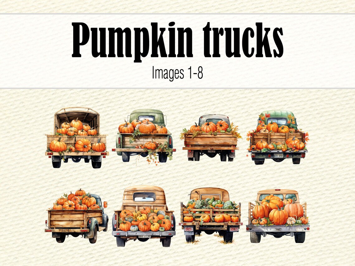 Pumpkin Truck Clipart Fall Truck With Pumpkins Halloween - Etsy
