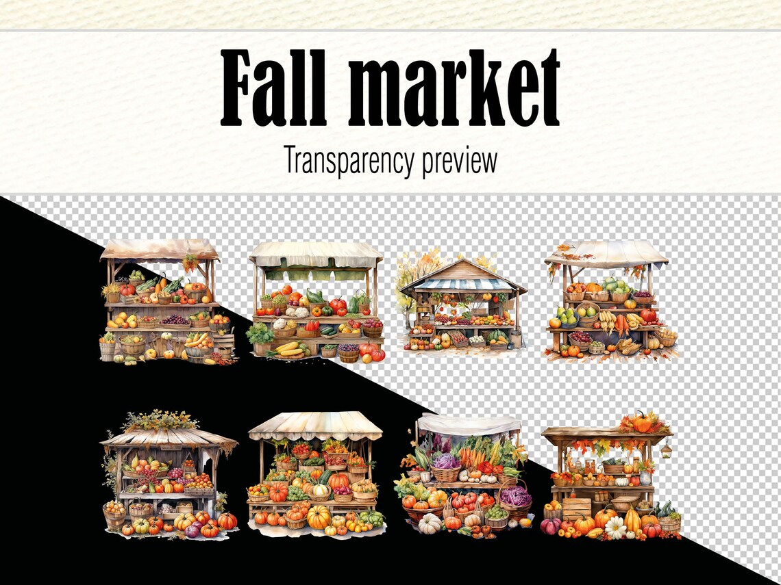 Fall Market Shop Clipart, Farmers Market PNG Storefront Clipart ...