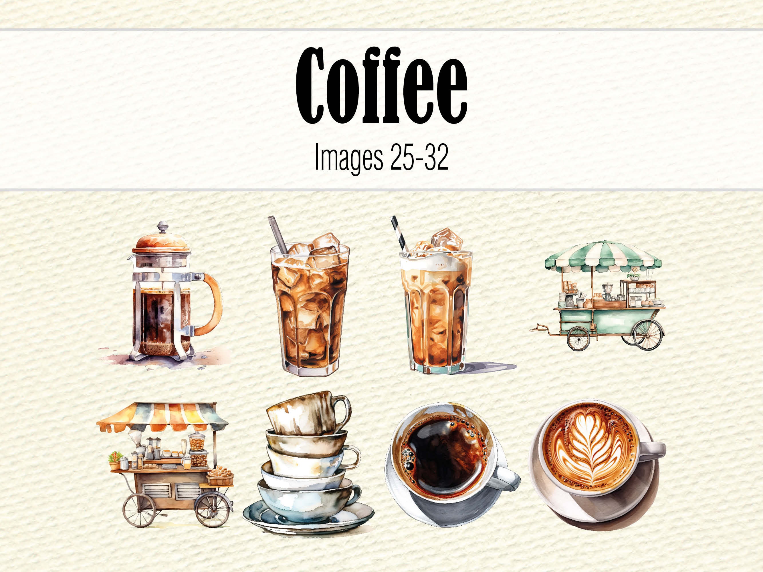 Watercolor Coffee Clipart Iced Coffee PNG Coffee Cup - Etsy