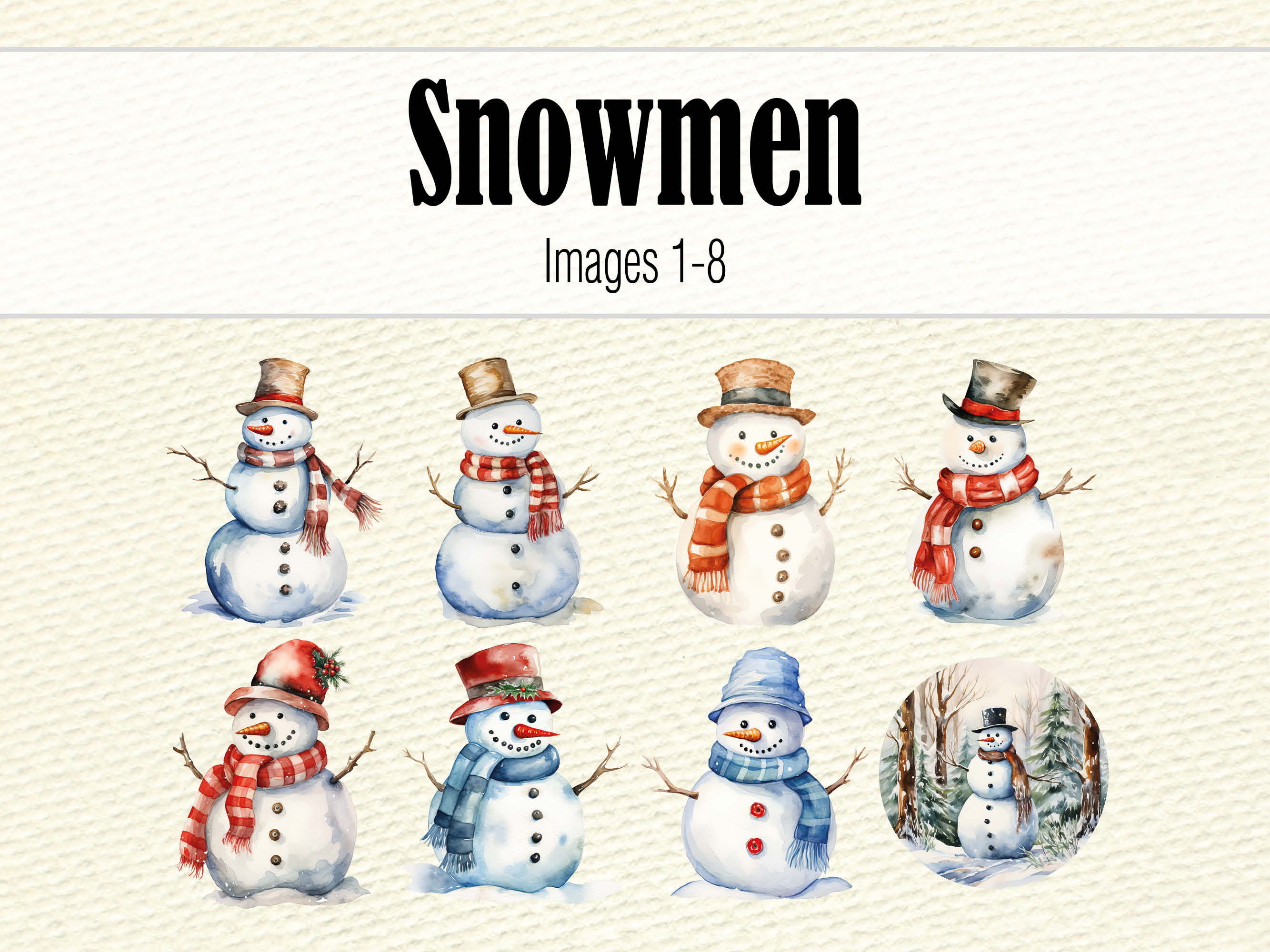 Snowmen Clipart, Watercolor Snowman Clipart, Cute Snowman PNG, Snowmen ...