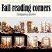 Book Nook Library Clipart, Cozy Autumn Reading Nook, Fall Books Clipart ...