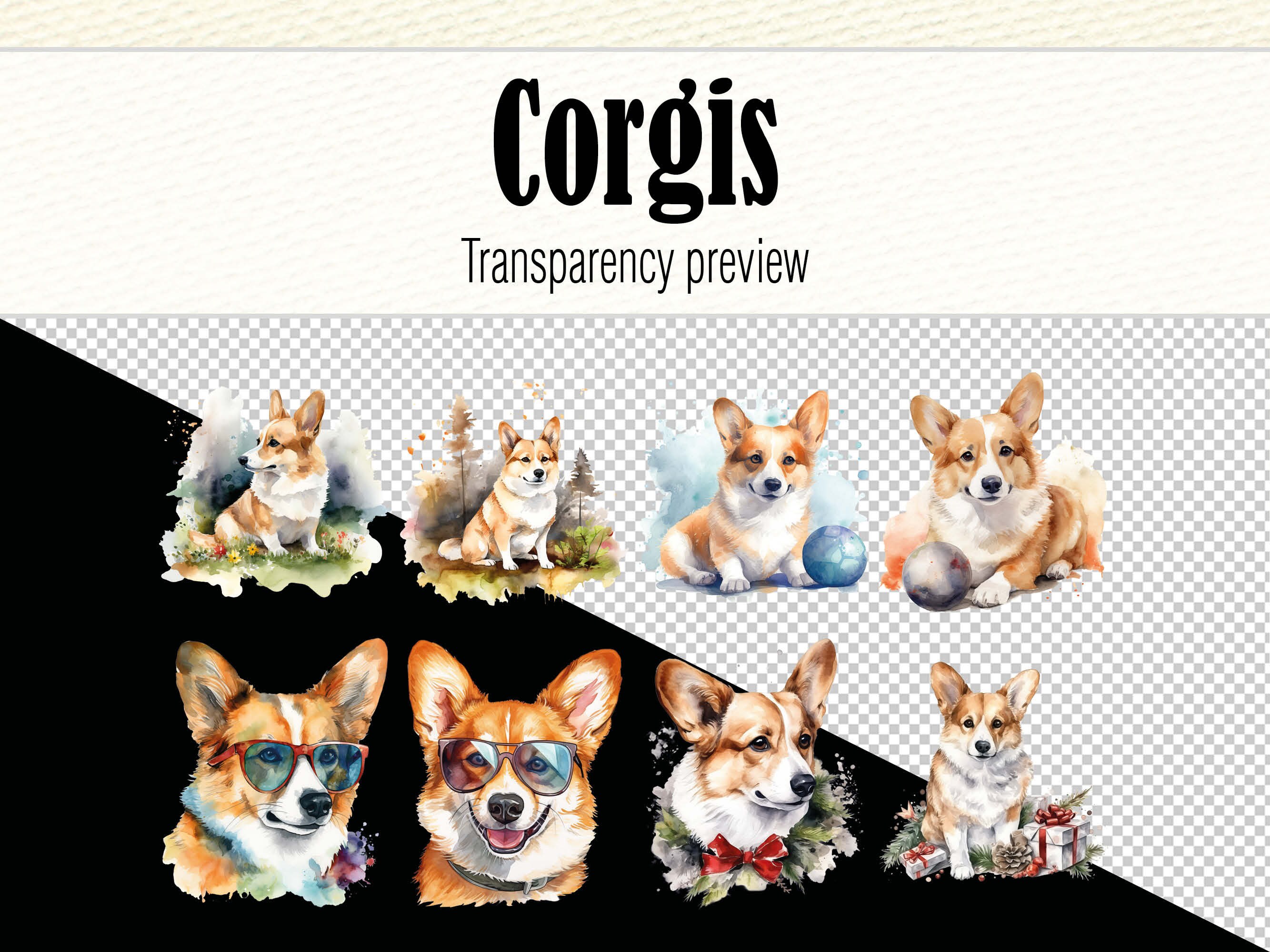 Watercolor Corgi Clipart Corgi PNG Corgi Head Clip Art - Etsy