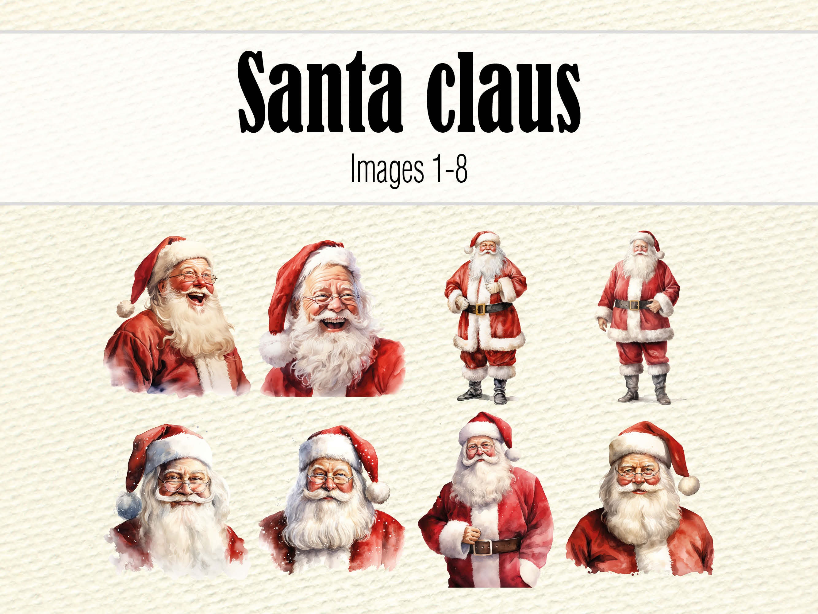 Santa Claus PNG, Watercolor Santa Clipart, Santa PNG Christmas Ephemera ...