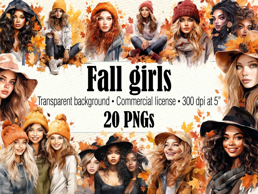 Fall Girl Clipart, Best Friends Clipart, Fashion Girl Clipart, Best ...