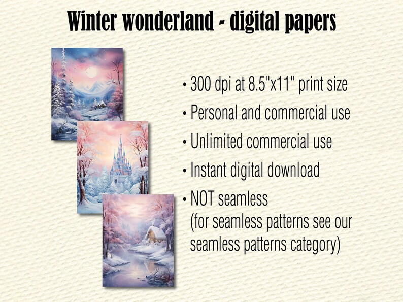 Winter Wonderland Winter Digital Paper, Winter Landscape Forest Scene ...
