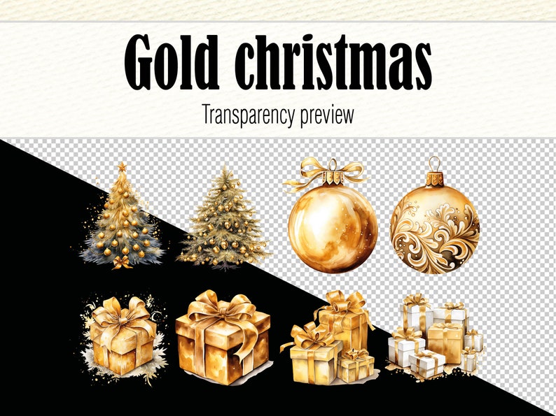 Gold Christmas Clipart, Gold Snowflake PNG, Christmas PNG Bundle ...