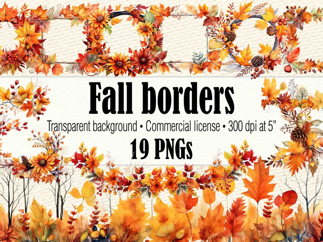Fall Border PNG, Fall Leaves Wreath PNG, Watercolor Border Frame ...