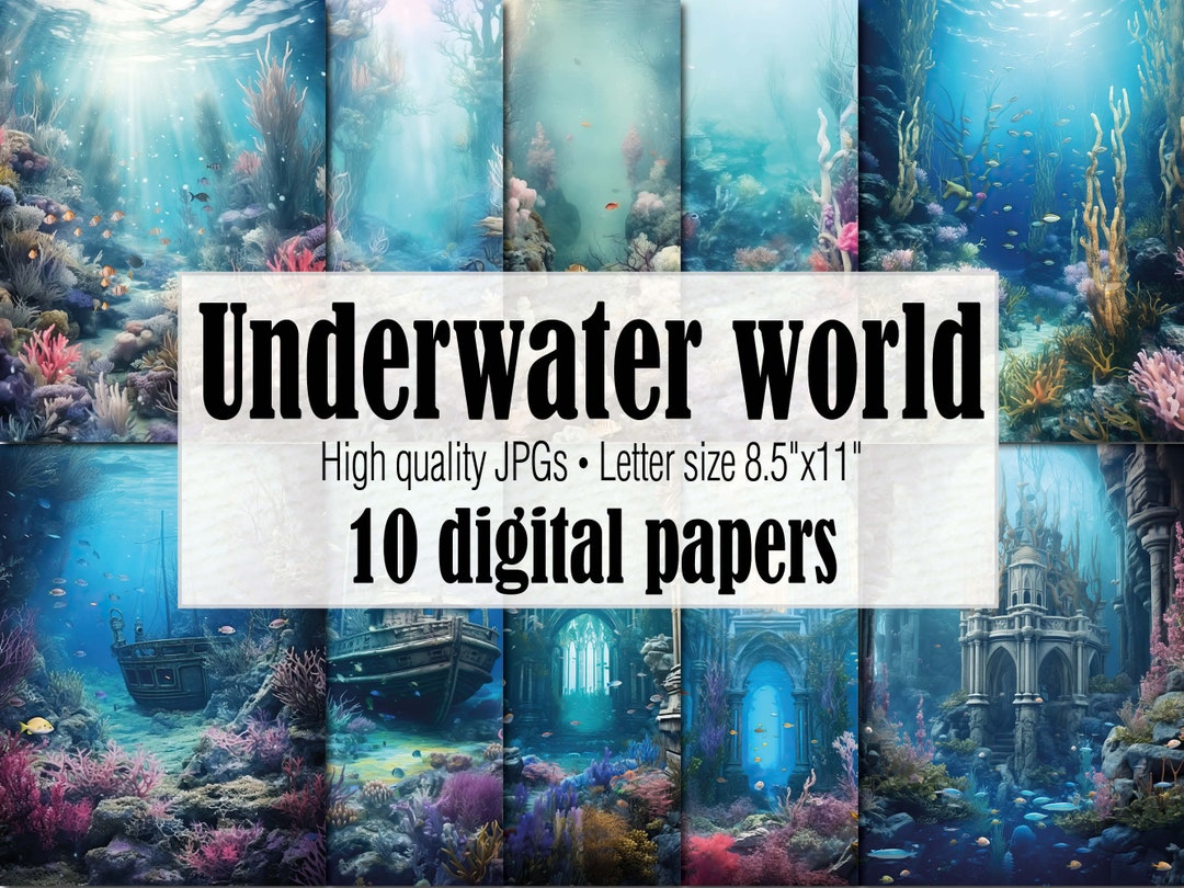 Underwater Digital Paper, Under the Sea Background, Mermaid Junk ...