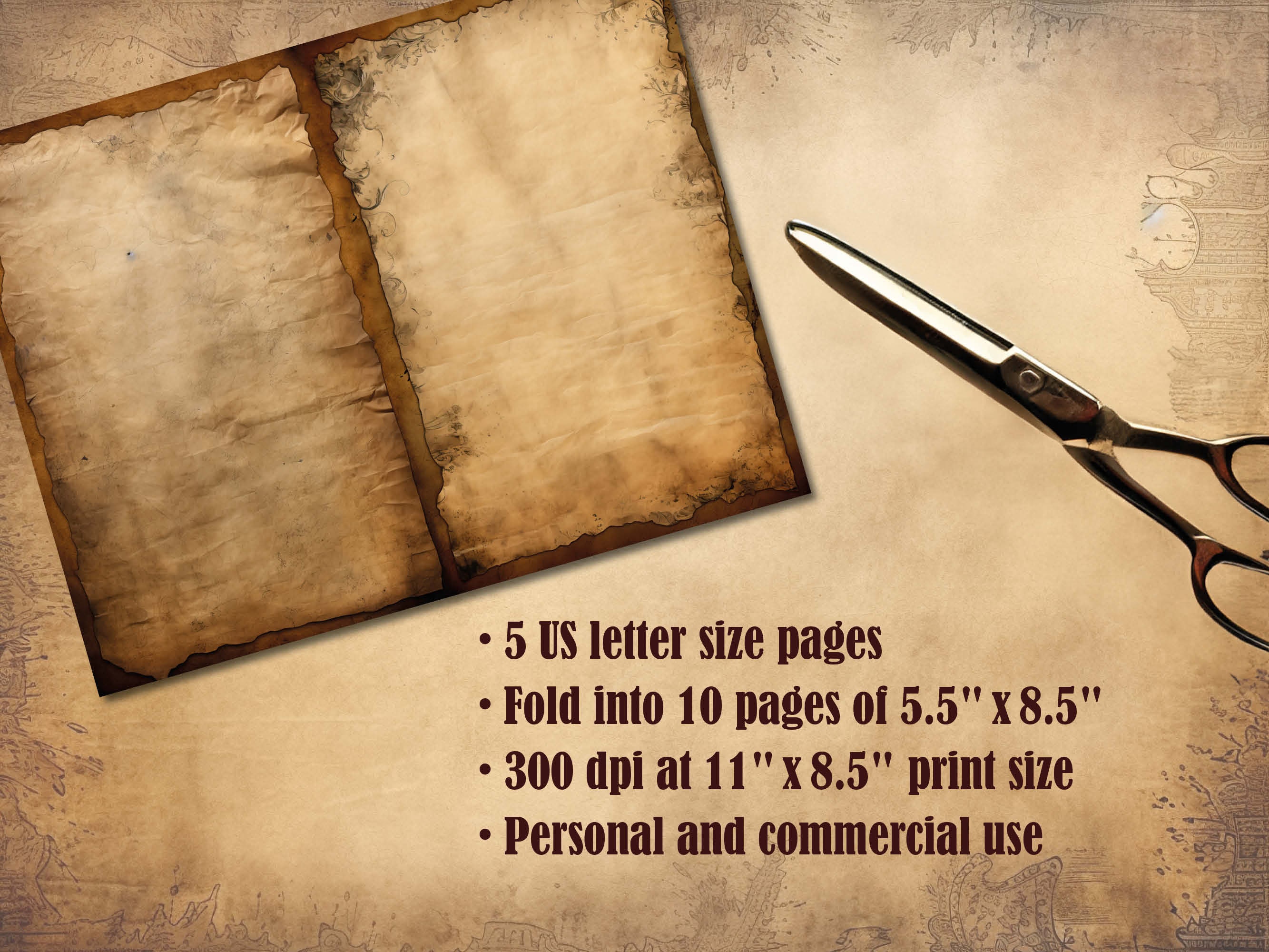 Aged Parchment Paper Junk Journal Pages, Vintage Letter Writing Paper ...