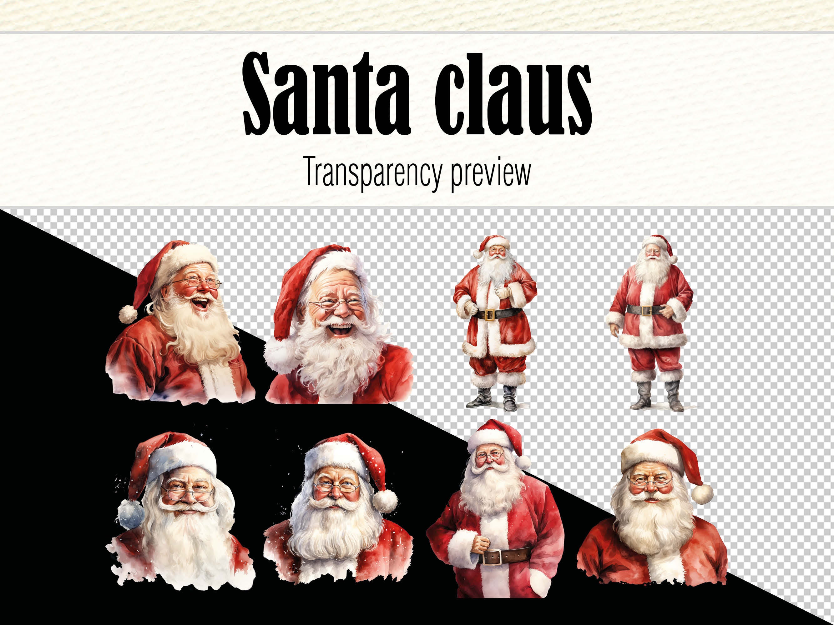Santa Claus PNG, Watercolor Santa Clipart, Santa PNG Christmas Ephemera ...