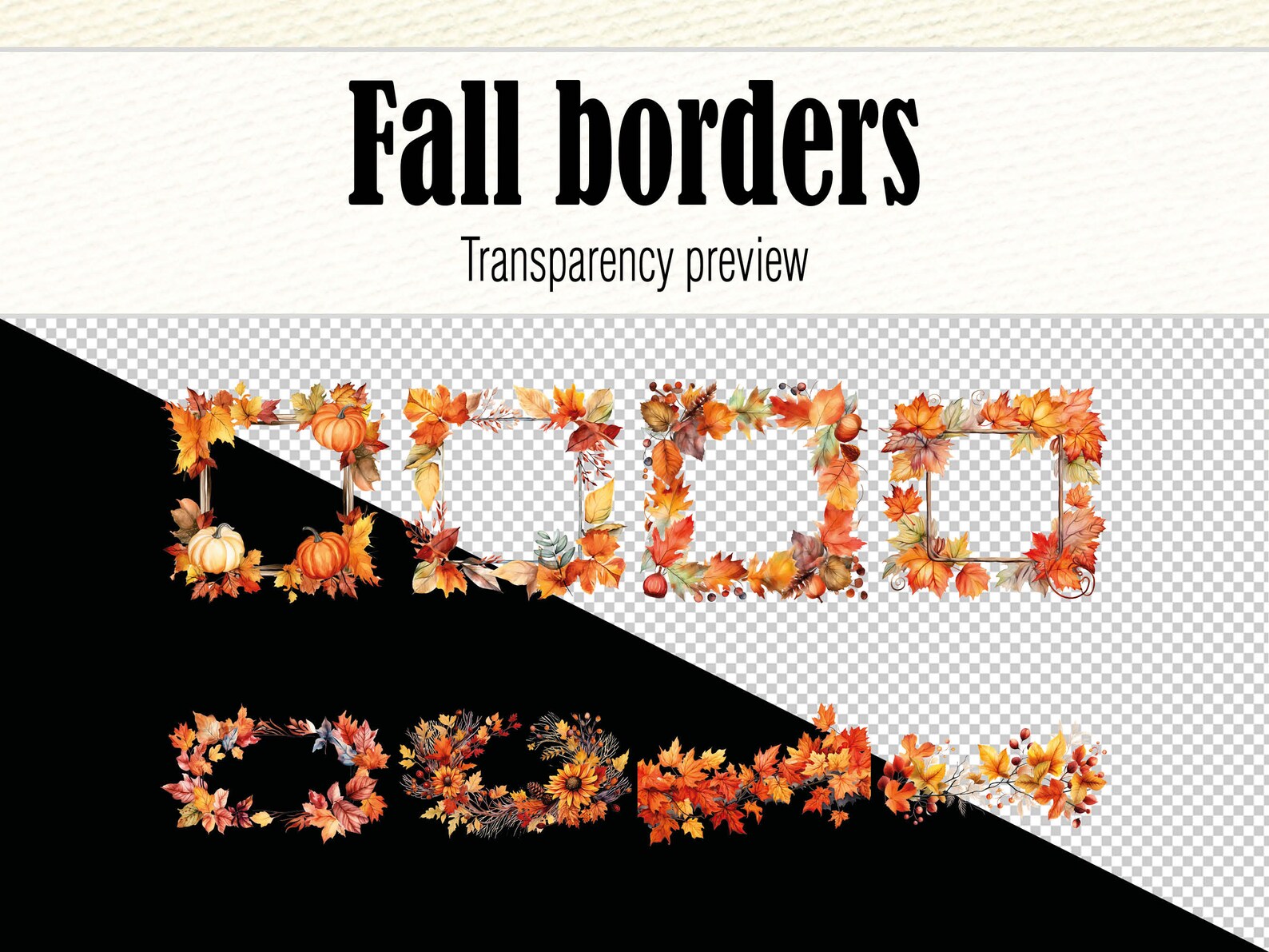 Fall Border PNG, Fall Leaves Wreath PNG, Watercolor Border Frame ...