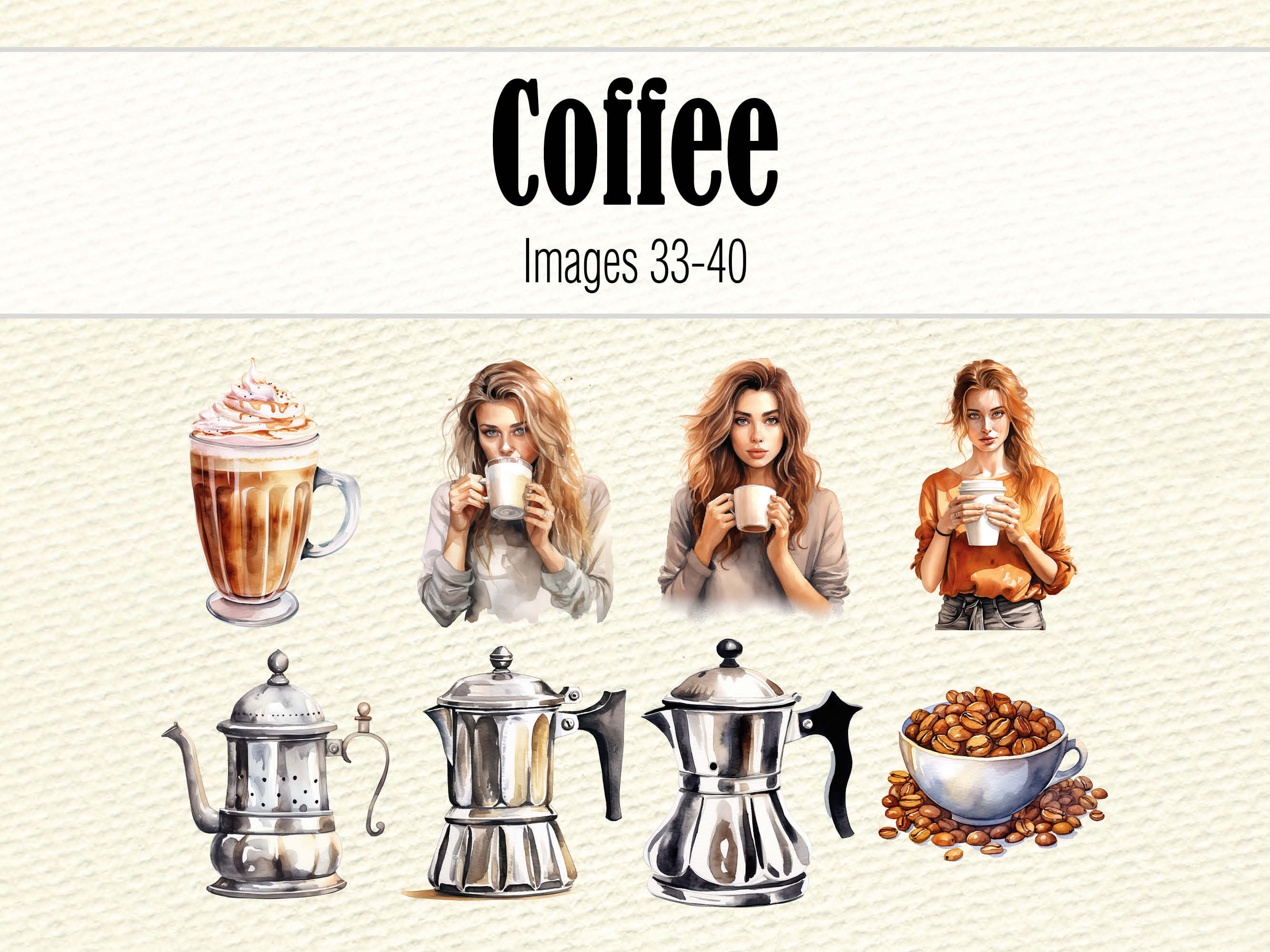 Watercolor Coffee Clipart Iced Coffee PNG Coffee Cup - Etsy