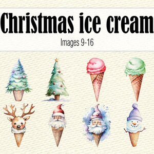 Christmas Ice Cream Cone Clipart, Watercolor Snowman Clipart, Ice Cream ...