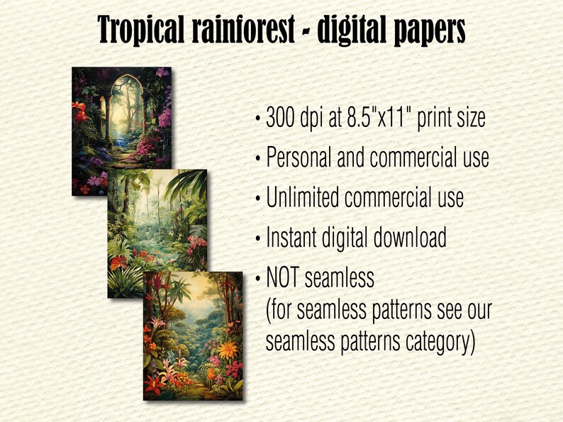 Jungle Digital Paper, Jungle Wallpaper Forest Junk Journal Pages ...