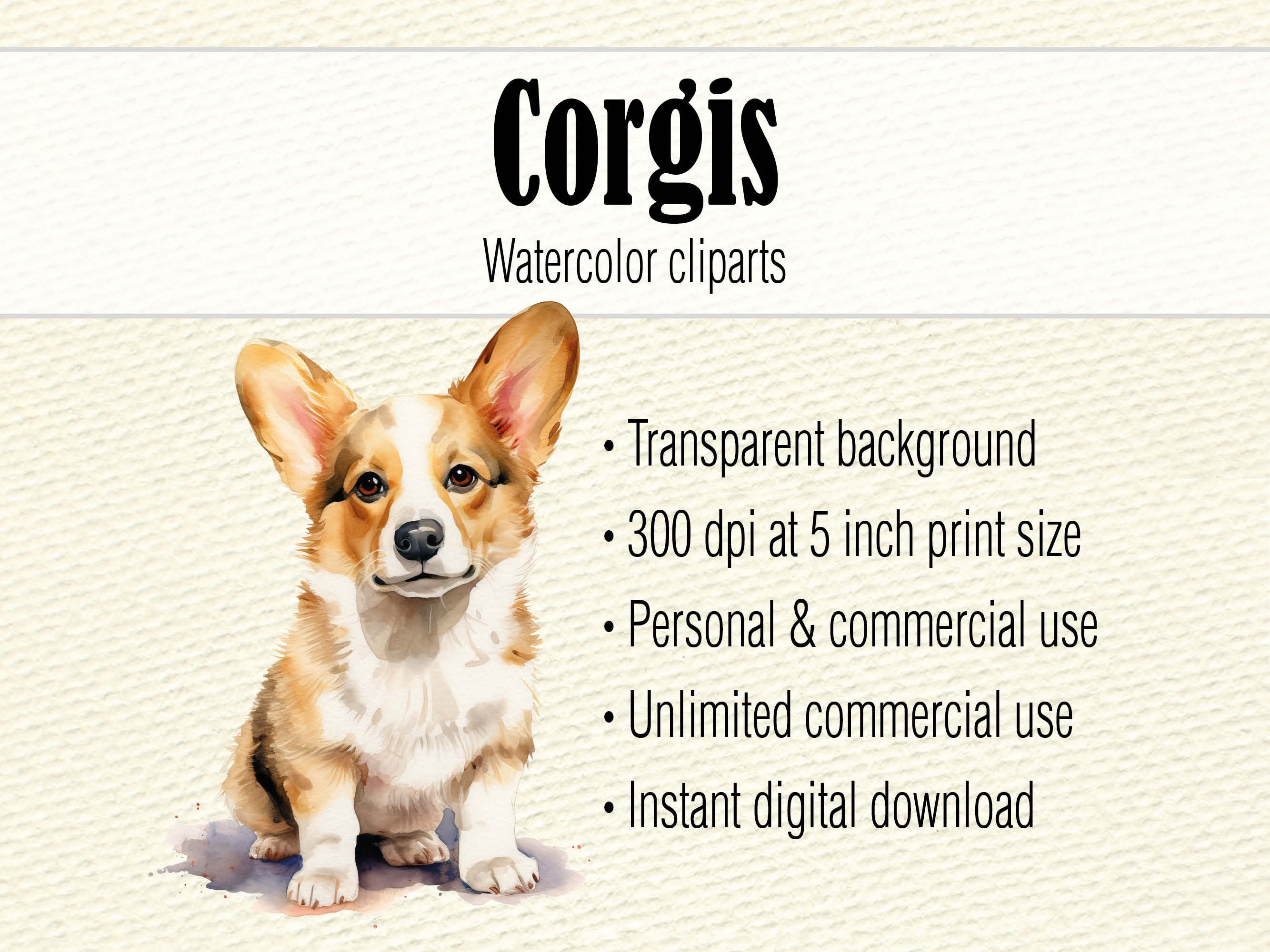 Watercolor Corgi Clipart Corgi PNG Corgi Head Clip Art - Etsy