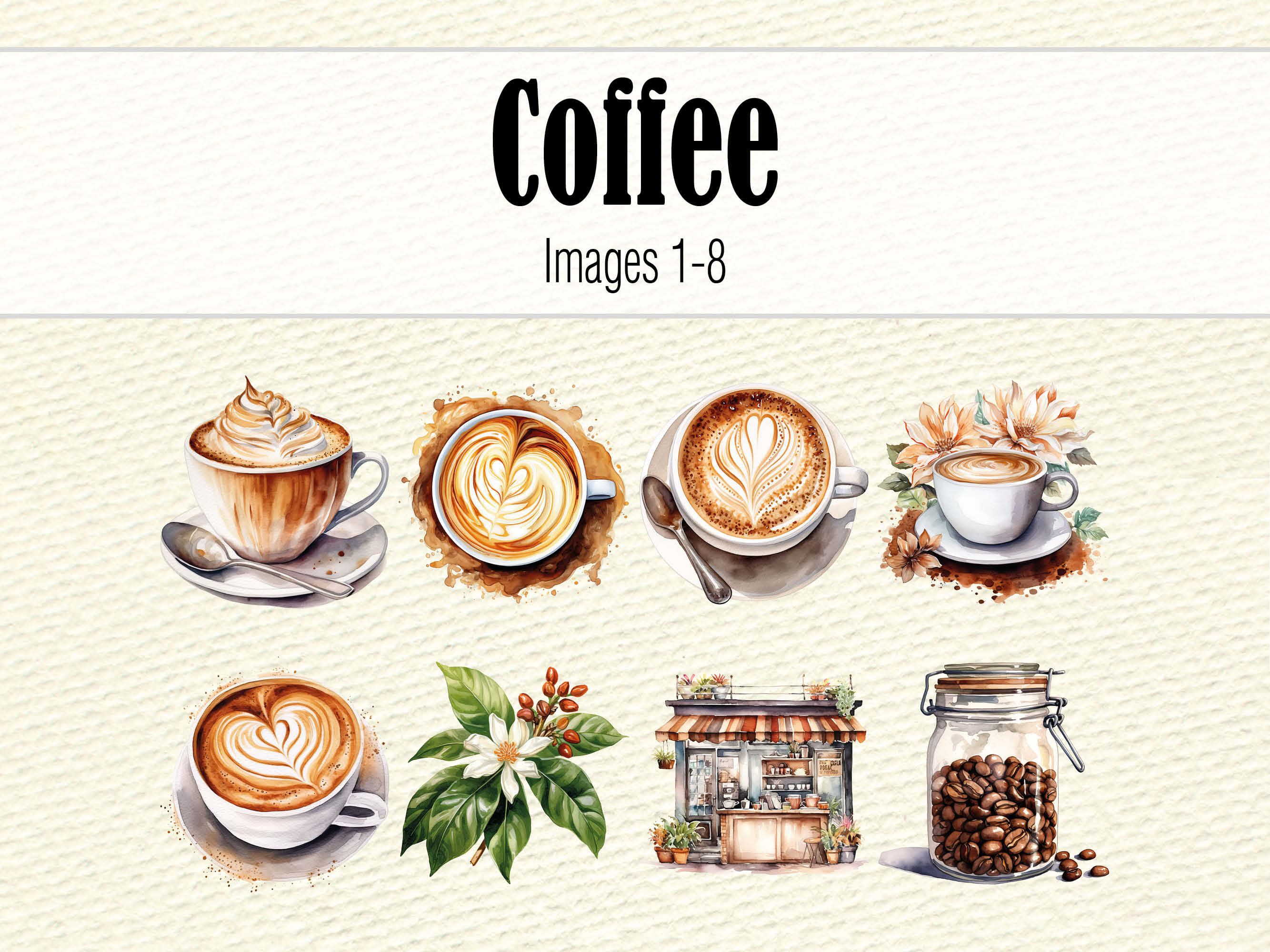 Watercolor Coffee Clipart, Iced Coffee PNG, Coffee Cup Clipart, Fall ...