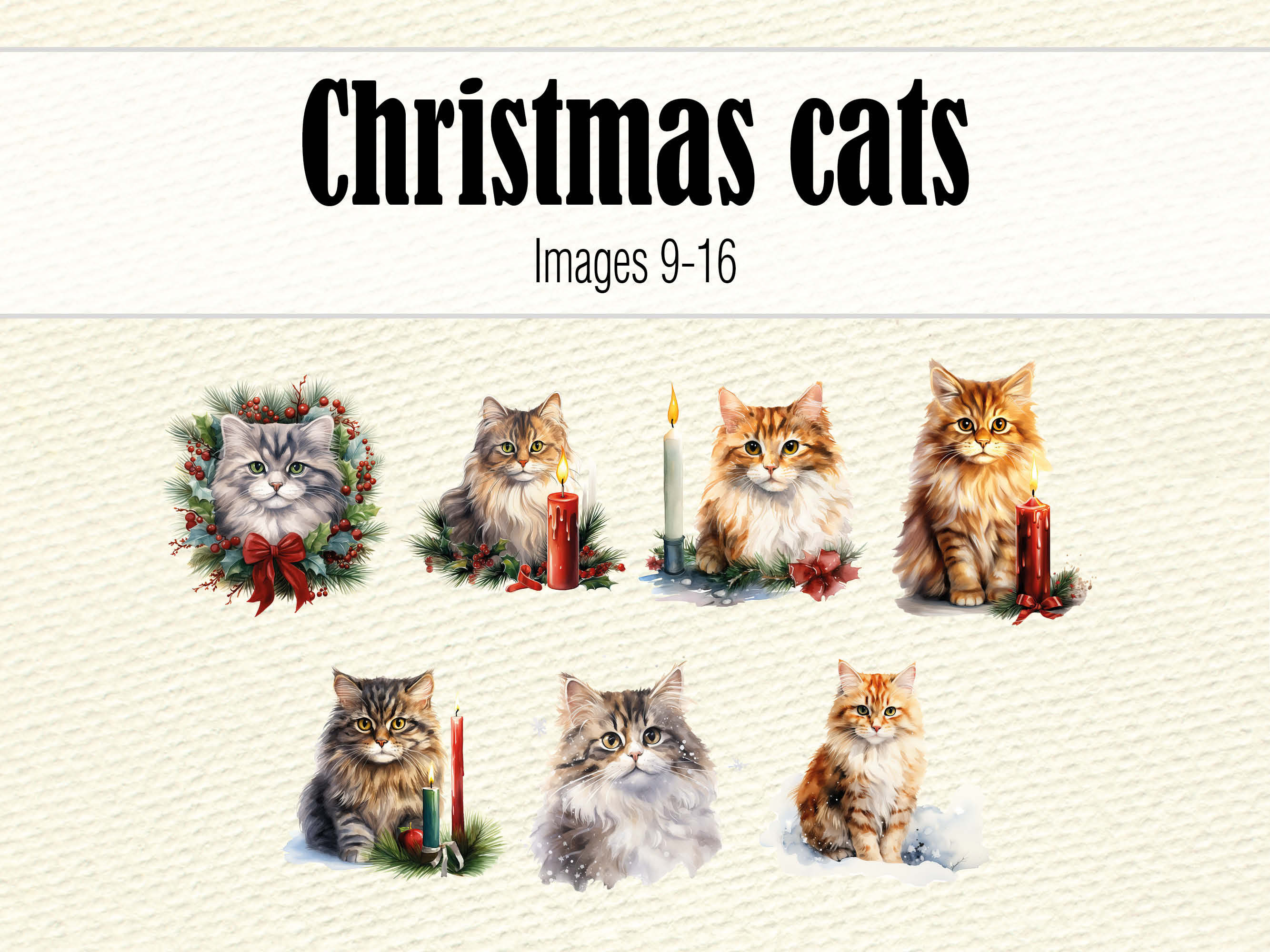 Christmas Cat Clipart, Cat Christmas PNG, Meowy Christmas Ephemera ...