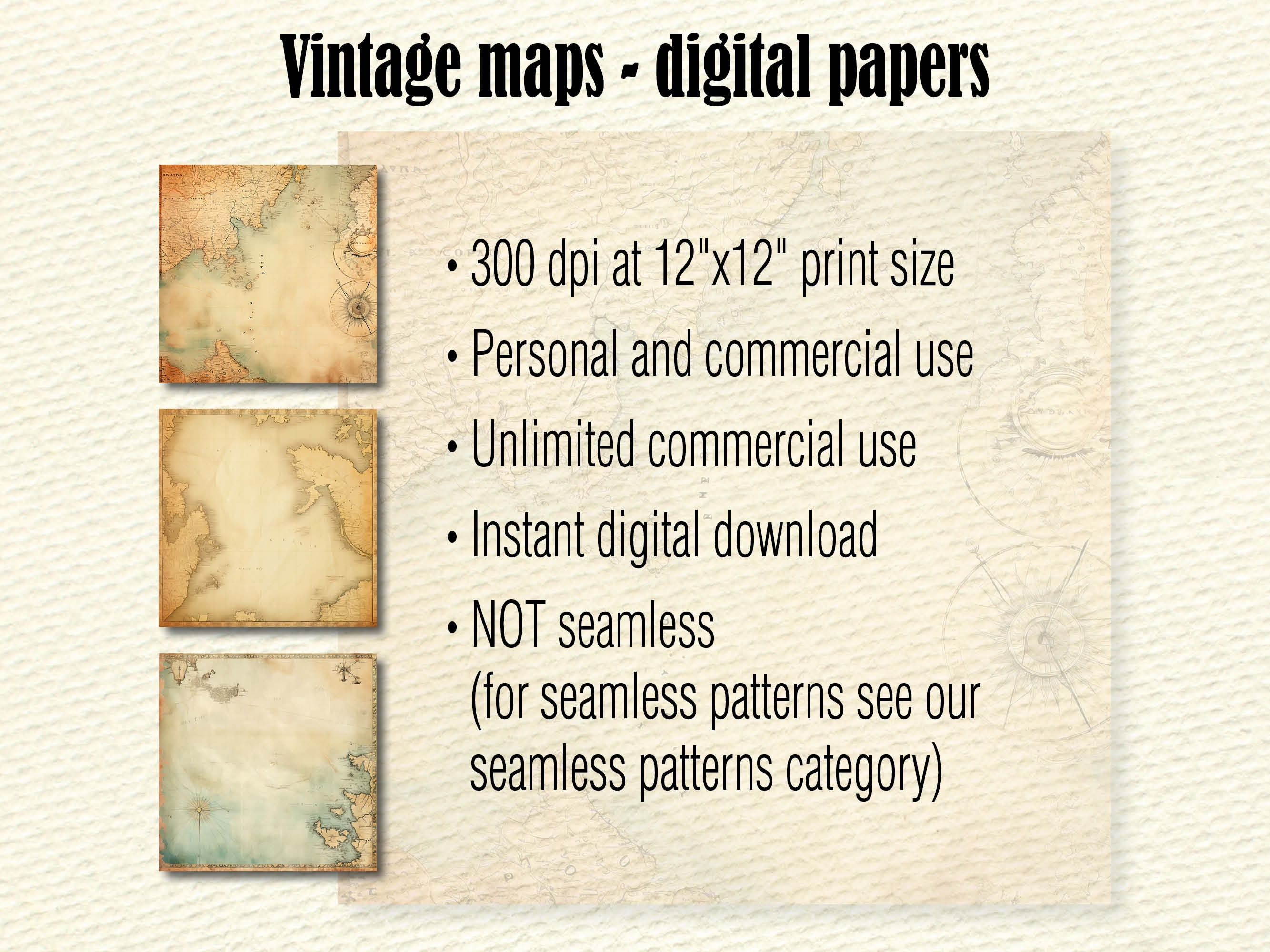 Fantasy Vintage Maps Digital Paper, Vintage World Map Wrapping Paper ...