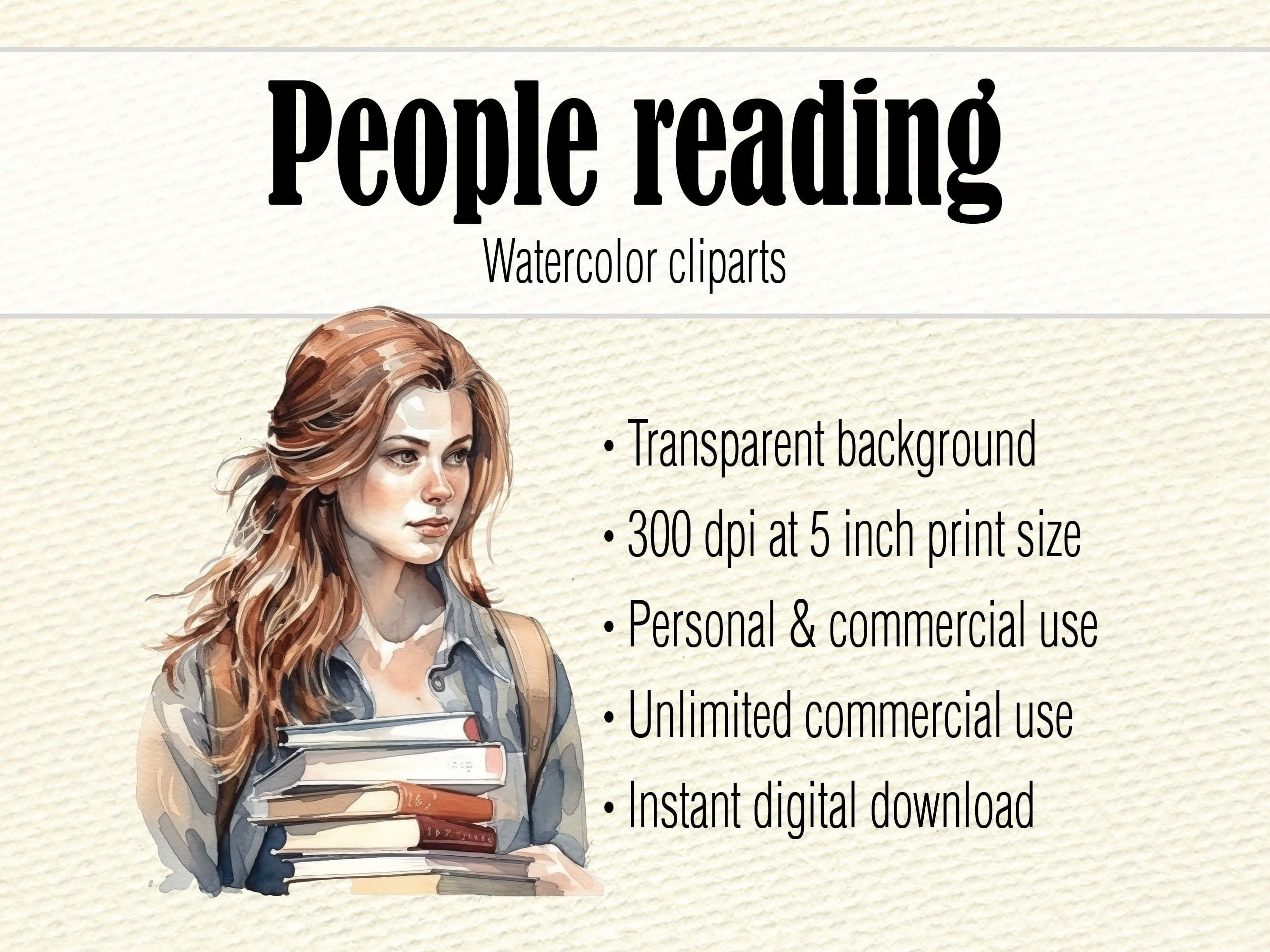 Girl Reading Clipart Cozy Reading Books Clipart Book Worm - Etsy