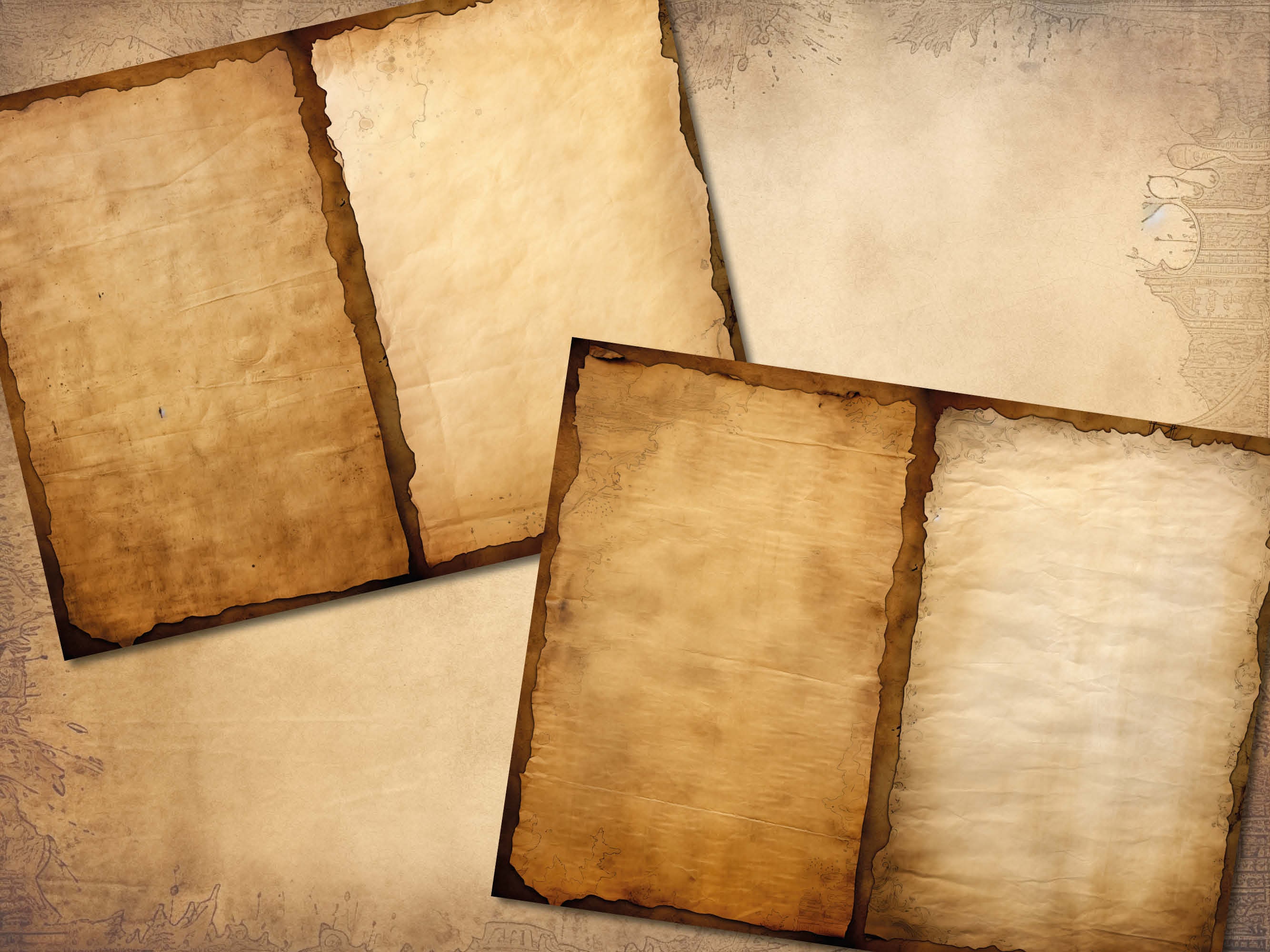 Aged Parchment Paper Junk Journal Pages, Vintage Letter Writing Paper ...