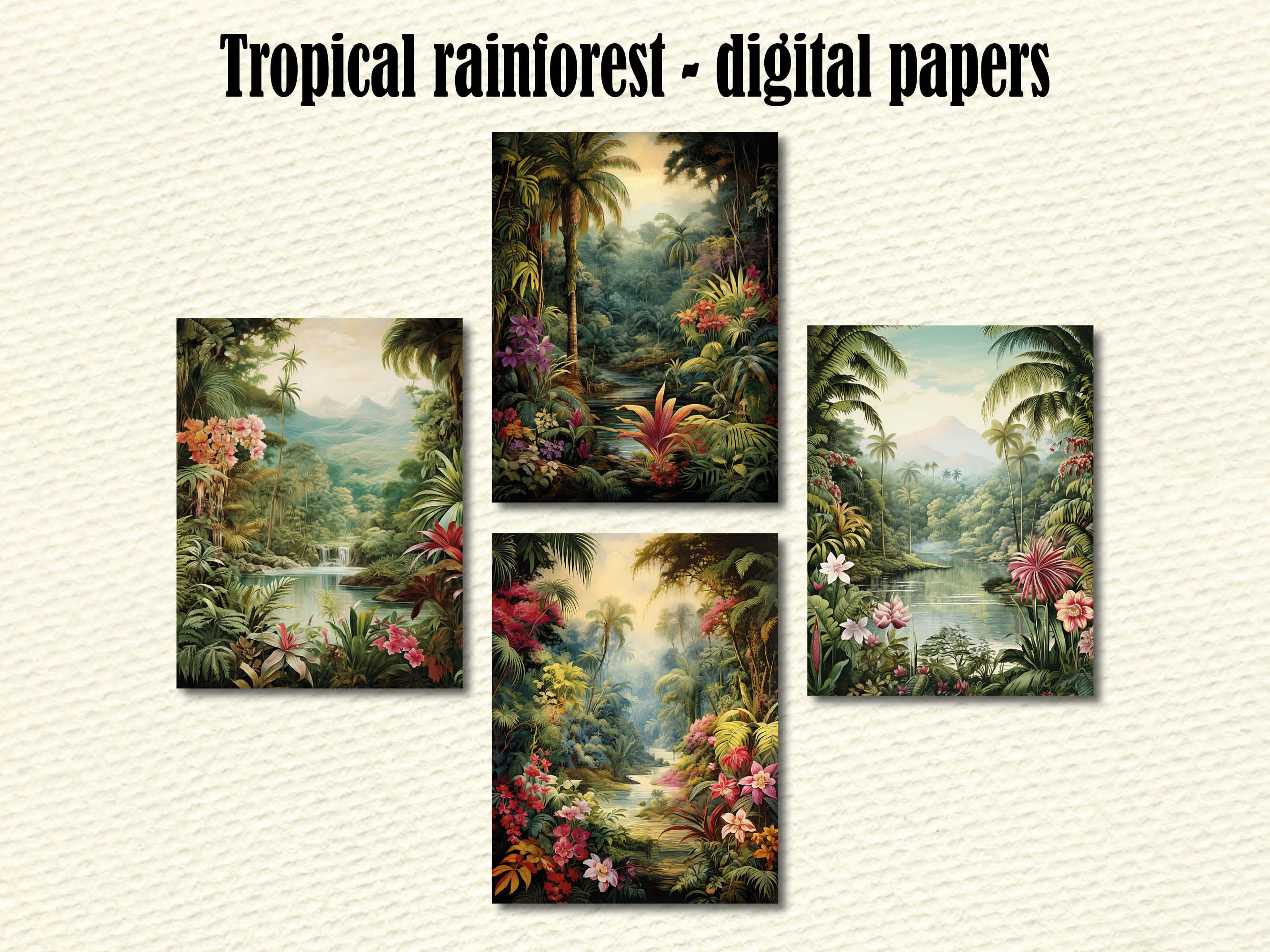Jungle Digital Paper, Jungle Wallpaper Forest Junk Journal Pages ...