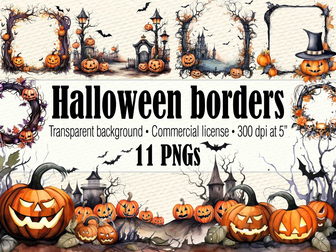 Halloween Border Clipart, Halloween Frame Clipart, Halloween Wreath ...
