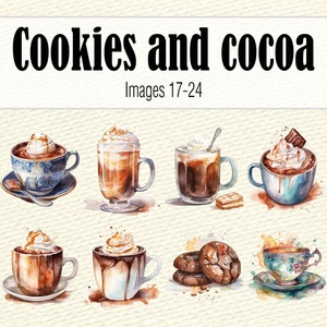 Cookies and Cocoa Watercolor Clipart, Hot Cocoa Clipart, Hot Chocolate ...