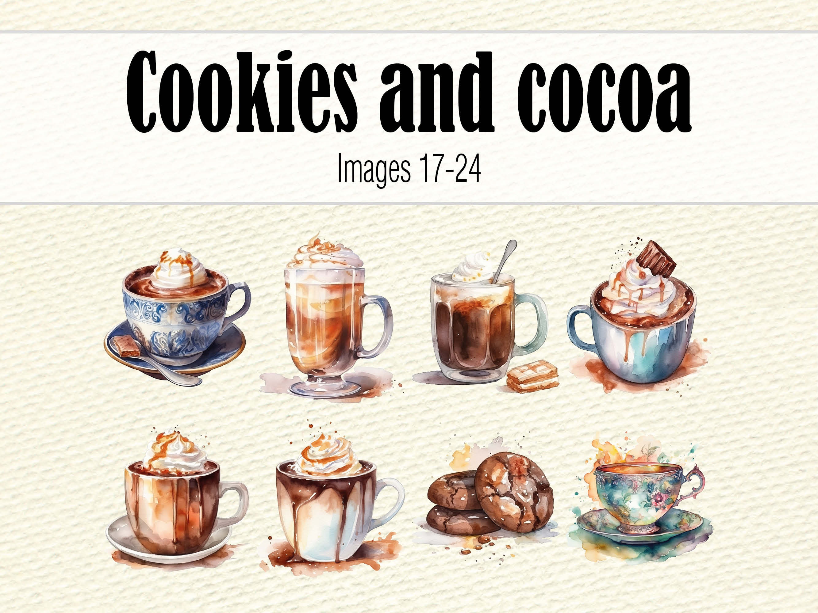 Cookies and Cocoa Watercolor Clipart, Hot Cocoa Clipart, Hot Chocolate ...