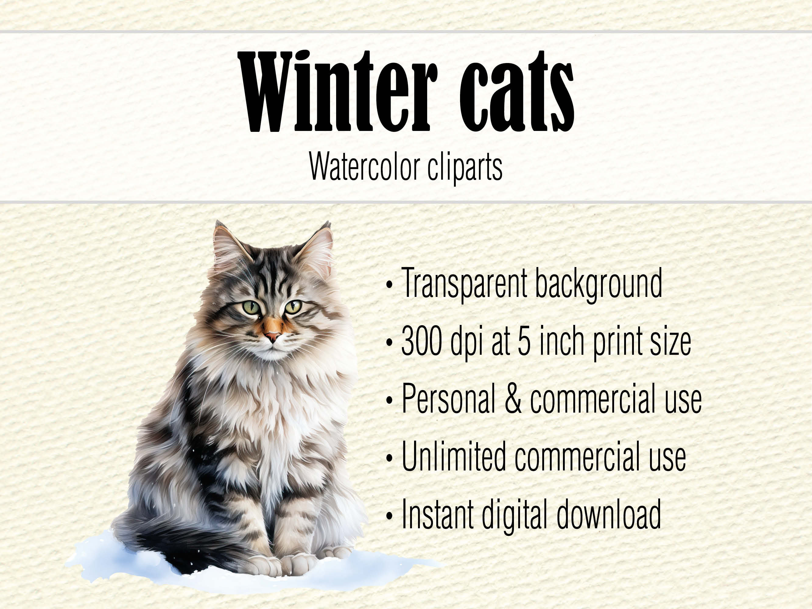 Winter Cats Png, Christmas Cat Png, Winter Cat Clipart Png, Watercolor ...
