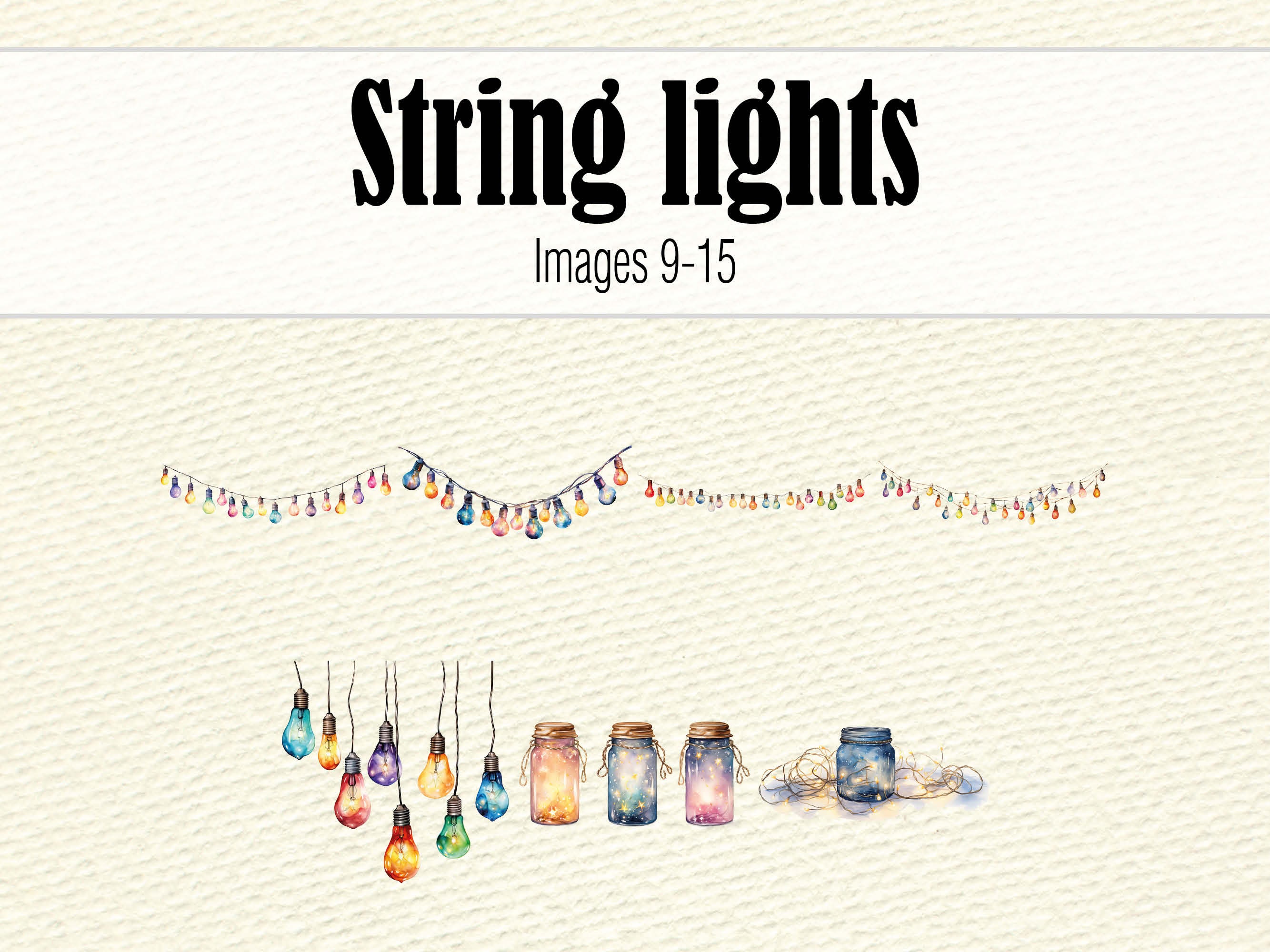 Watercolor Christmas Lights Clipart, Christmas String Lights Clipart ...