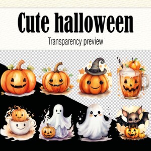 Cute Halloween Clipart, Kawaii Halloween, Cute Ghost Clipart, Halloween ...