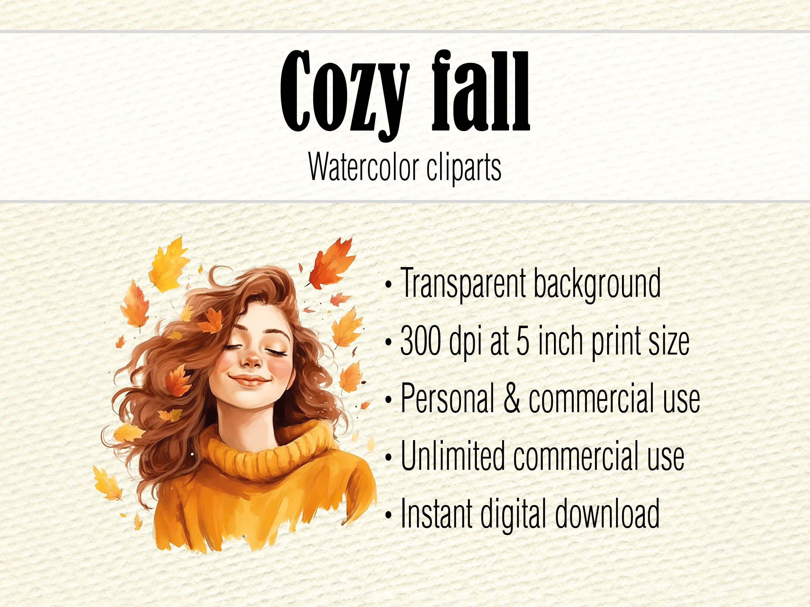 Fall Clipart, Cozy Autumn Fall Girl Clipart Boho Fall PNG, Bookish ...