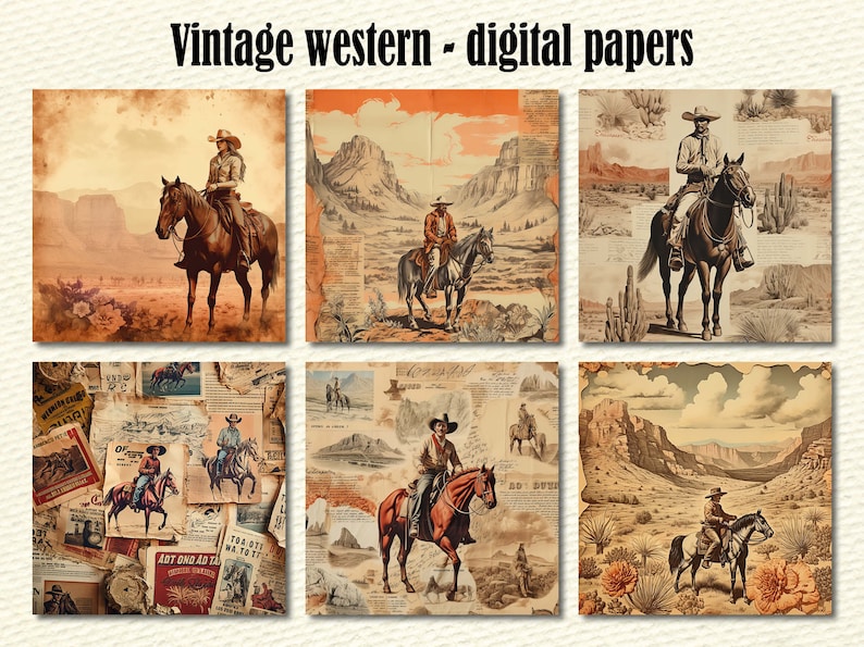 Western Printable Vintage Paper Western Wallpaper Digital - Etsy