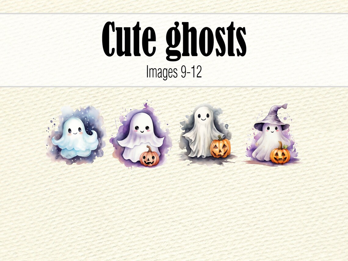 Cute Ghost Clipart, Pastel Halloween Clipart, Kawaii Halloween Ghost ...