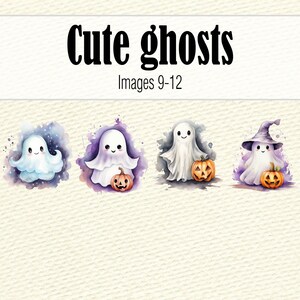 Cute Ghost Clipart, Pastel Halloween Clipart, Kawaii Halloween Ghost ...