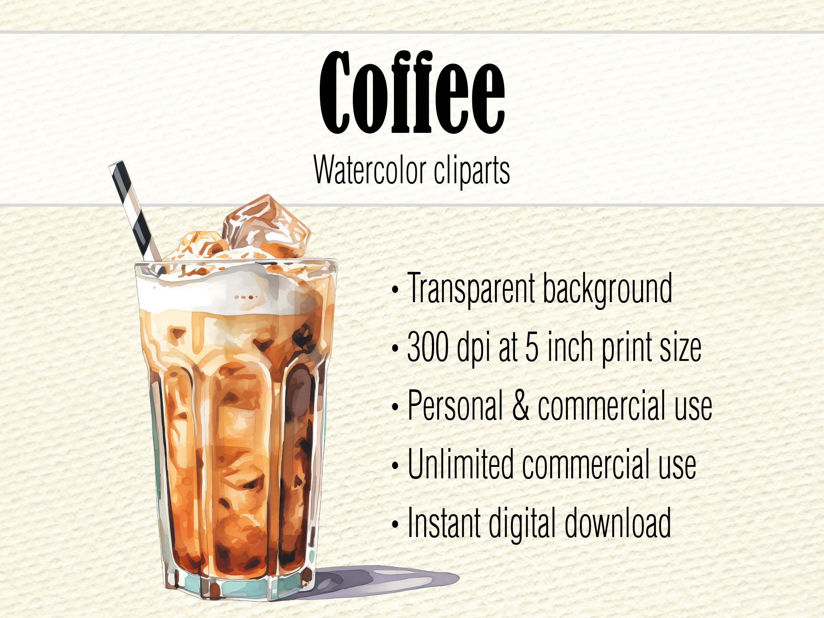 Watercolor Coffee Clipart, Iced Coffee PNG, Coffee Cup Clipart, Fall ...