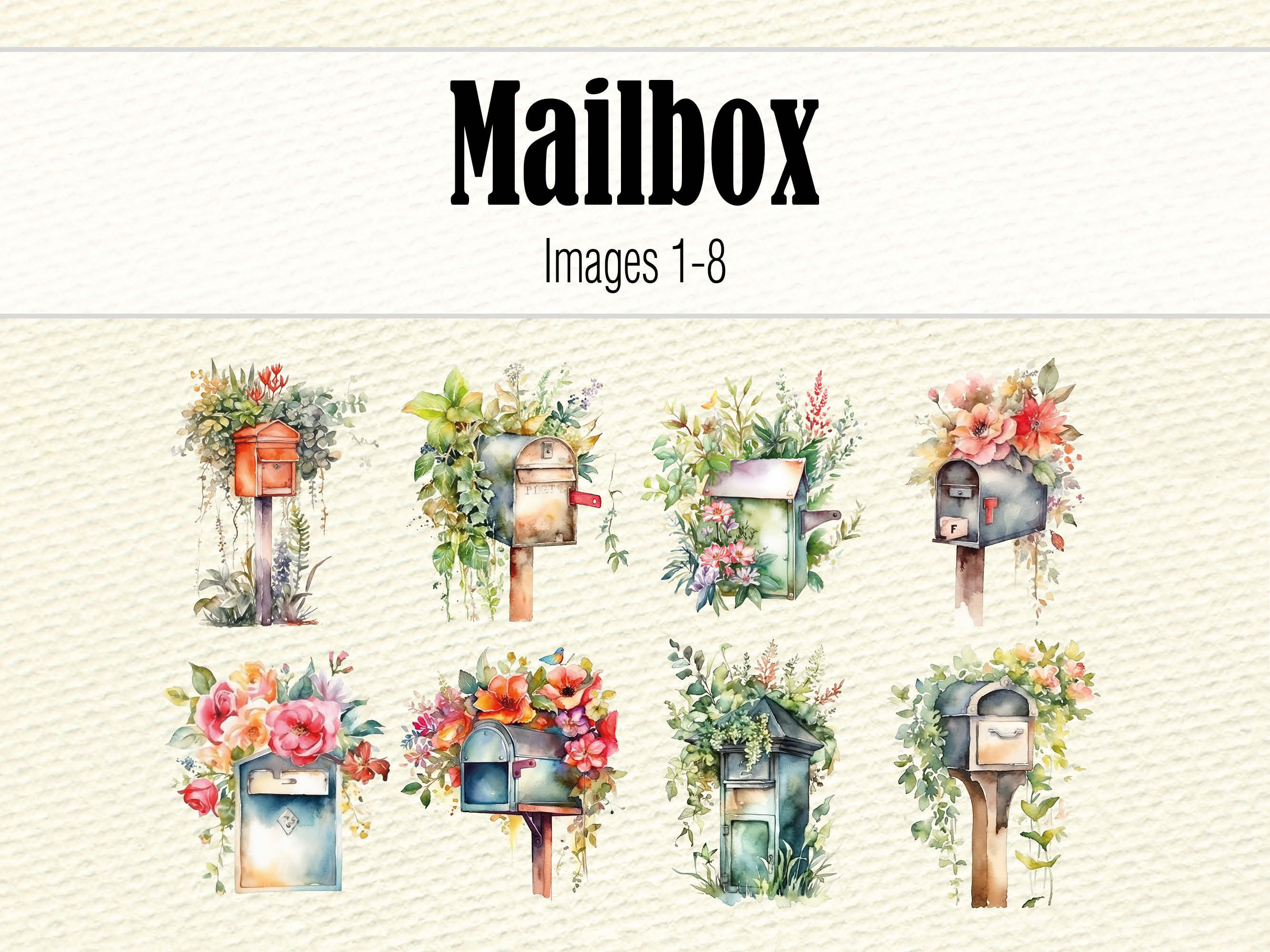 Watercolor Mailbox Clipart, Watercolor Letter Box Clipart, Farmhouse ...