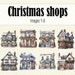 Storefront Watercolor Winter Village Clipart, Christmas Village ...