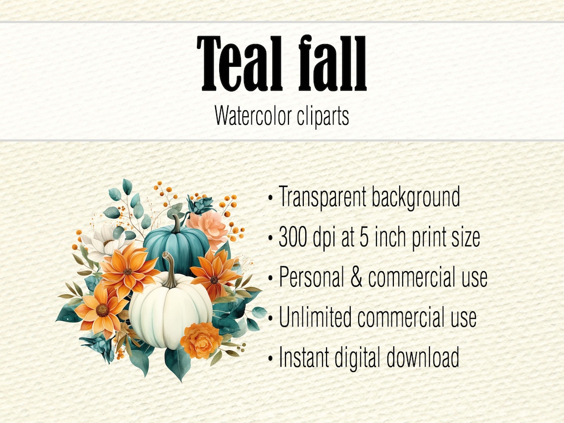 Teal Fall Clipart Teal Pumpkin Clipart Fall Girl Clipart - Etsy