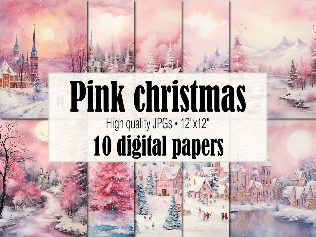 Pink Christmas Paper, Winter Wonderland Christmas Village, Pastel ...