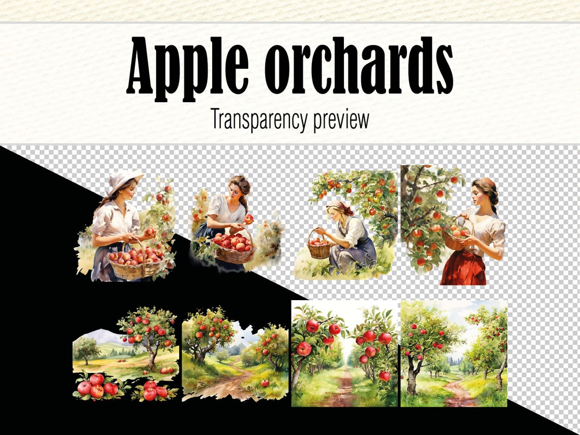 Apple Orchard Clipart, Apple Tree Clipart Apple Picking Garden Clipart ...