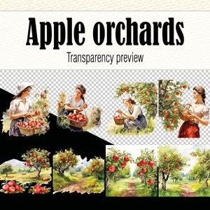 Apple Orchard Clipart, Apple Tree Clipart Apple Picking Garden Clipart ...