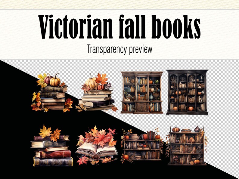 Fall Books Clipart, Cozy Autumn Victorian Clipart, Vintage Book Clipart ...