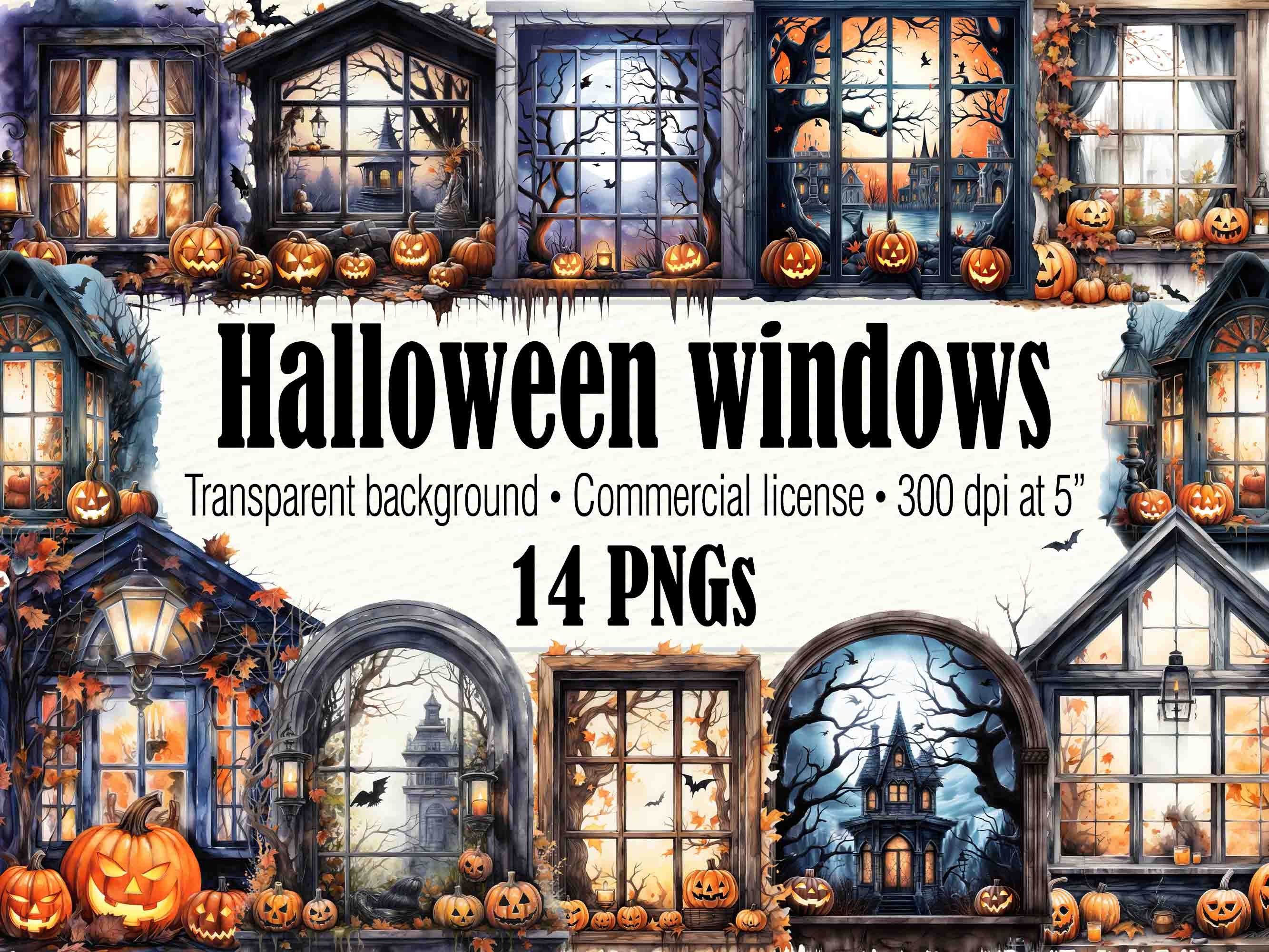 Halloween Window Clipart, Halloween Graphics Window PNG, Spooky Clipart ...