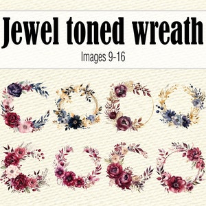 Watercolor Jewel Tone Floral Clipart, Jewel Tone Wedding Clipart ...