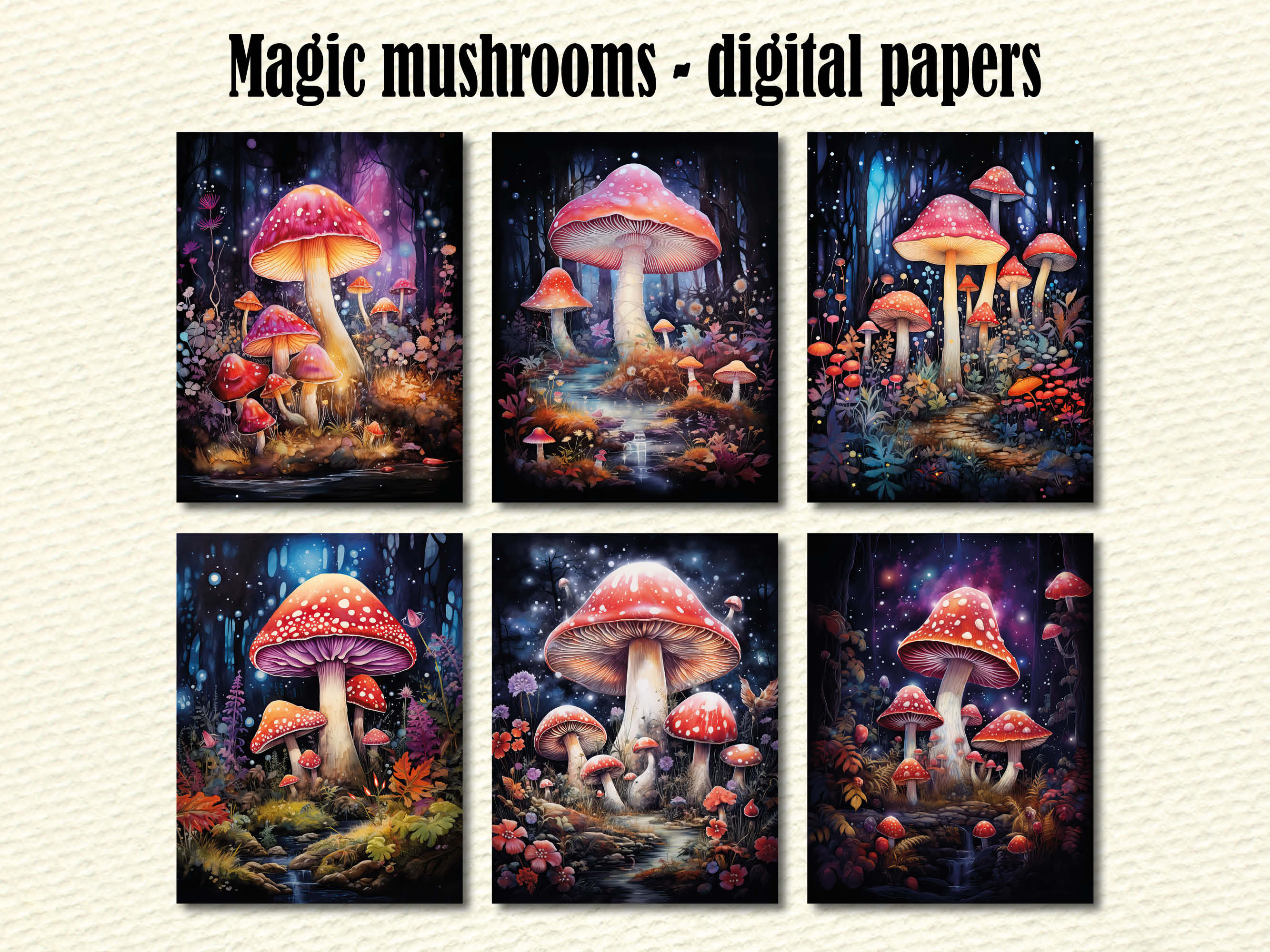 Magic Mushroom Forest Digital Paper Fantasy Mushroom - Etsy