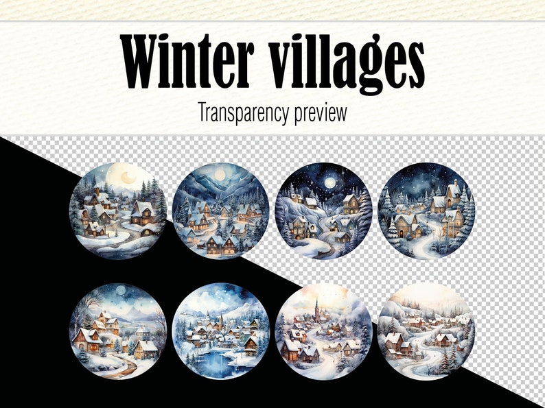 Winter Clipart, Watercolor Winter Village Clipart, Winter Wonderland ...