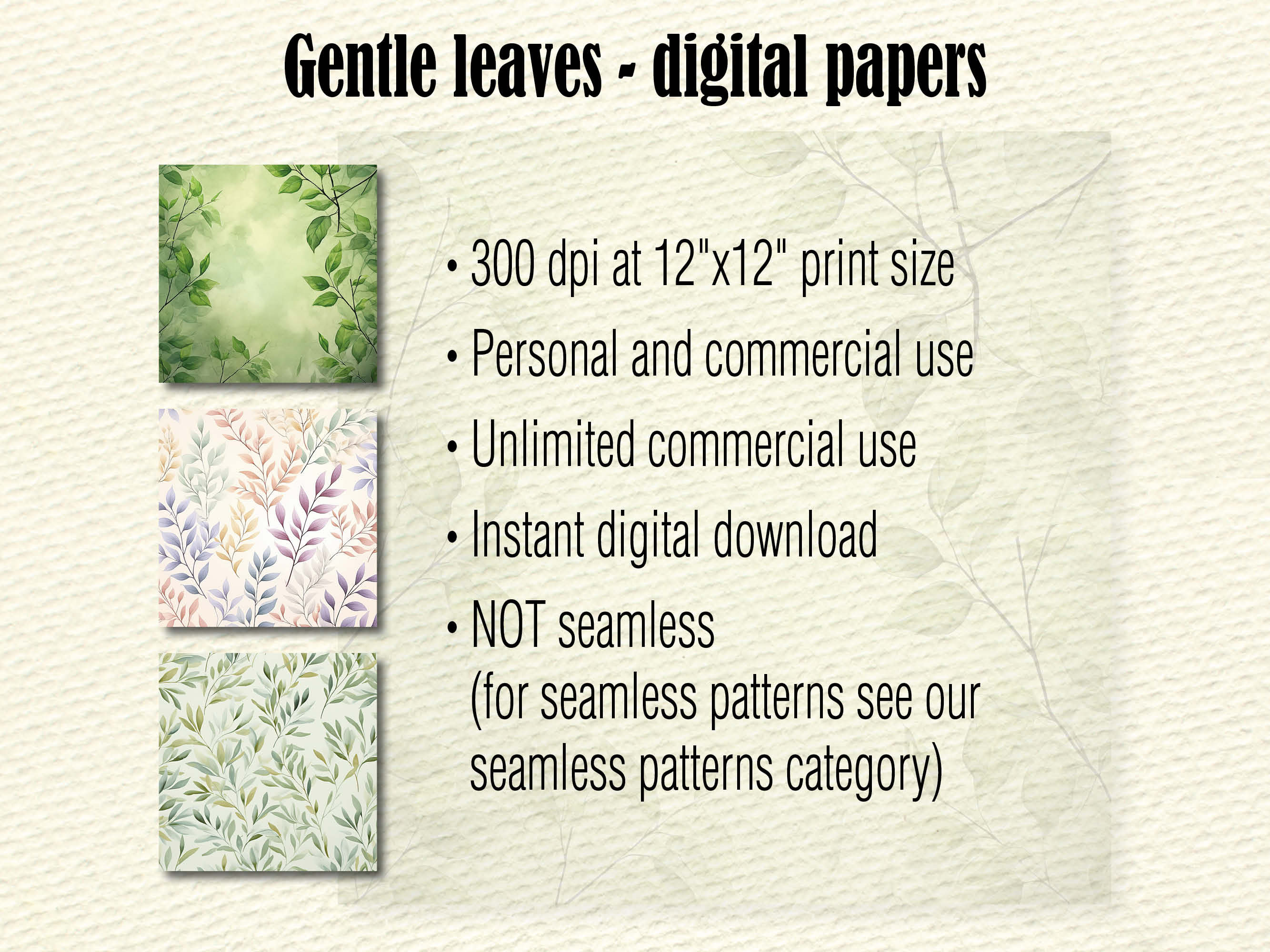 Sage Green Watercolor Leaves Fall Spring Digital Paper - Etsy