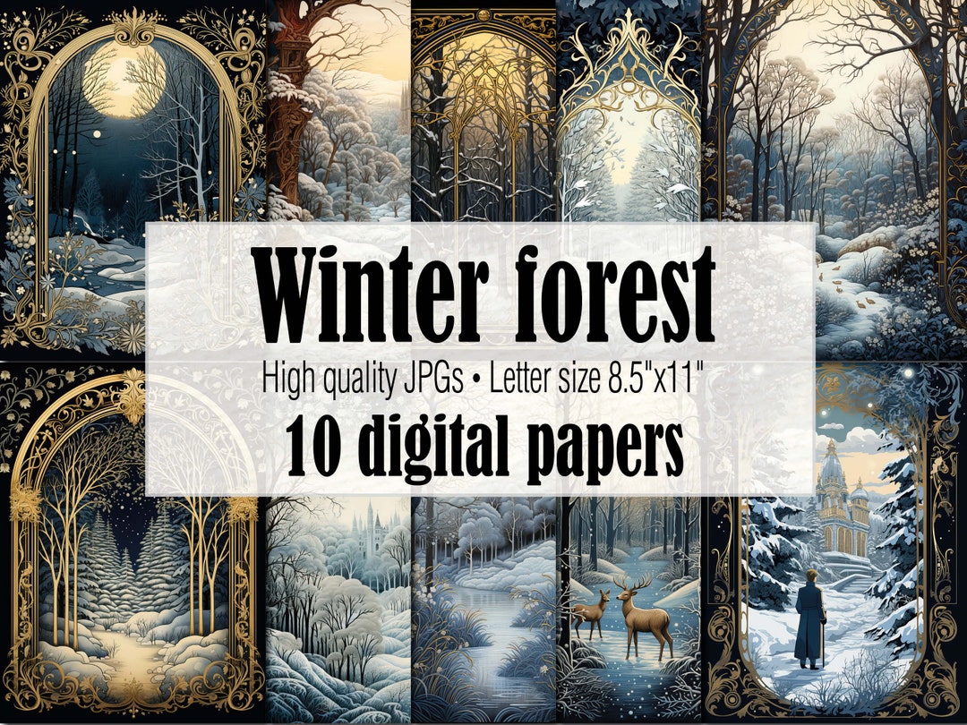 Vintage Winter Digital Paper, Winter Scene Victorian Junk Journal Pages ...